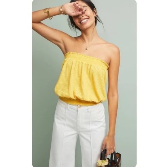 Anthropologie | Tops | Anthropologie Tube Top Yellow Ribbed Medium ...